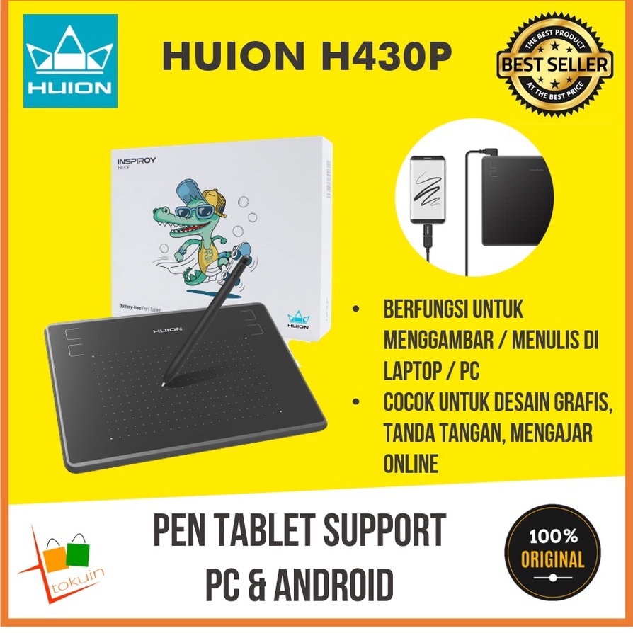 Jual KODE B62B HUION H43P HUION H43 Inspiroy Graphic Drawing Tablet Gambar PC Laptop Digital ...
