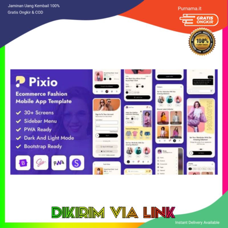 Jual Pixio Ecommerce Fashion Mobile App Template Bootstrap Pwa Html Template Shopee Indonesia