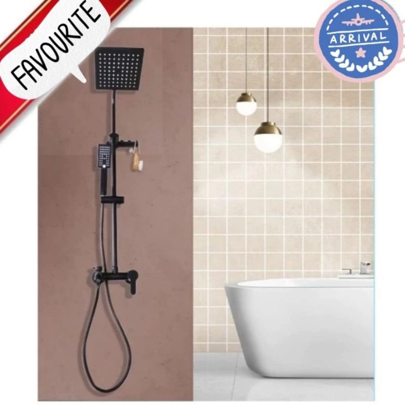 Jual TK Shower Coloumn Black / Set Shower 3in1 Black / Tiang shower Set ...
