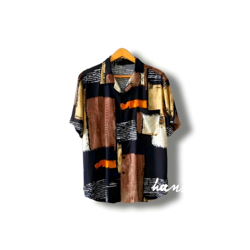 Jual Kemeja Pria Vintage Casual Abstark Lengan Pendek Retro Pantai ...