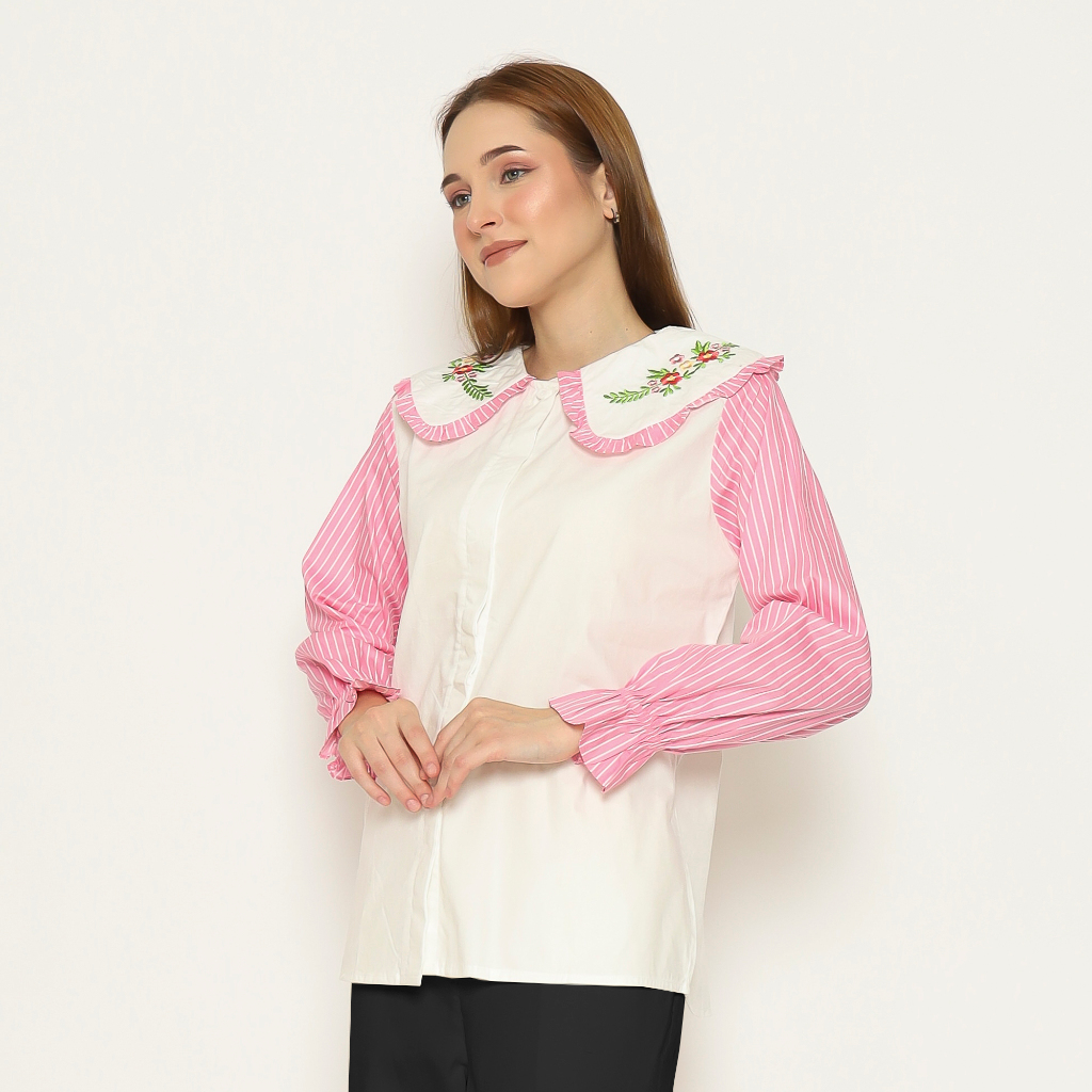 Jual Melda Embroidered Collar Blouse 003 | Wilexa Official | Kemeja ...