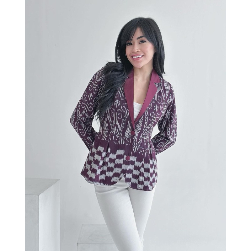 Jual DITENUN Blazer Tenun Wanita Tenun Blangket Full | Shopee Indonesia