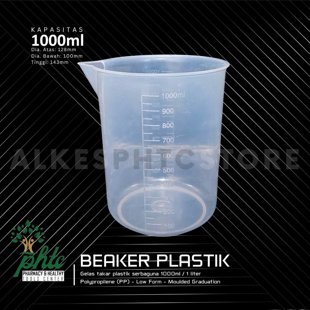 Jual Beaker Plastik 1000ml l Gelas Kimia Plastik Gelas Ukur Takar garis ...
