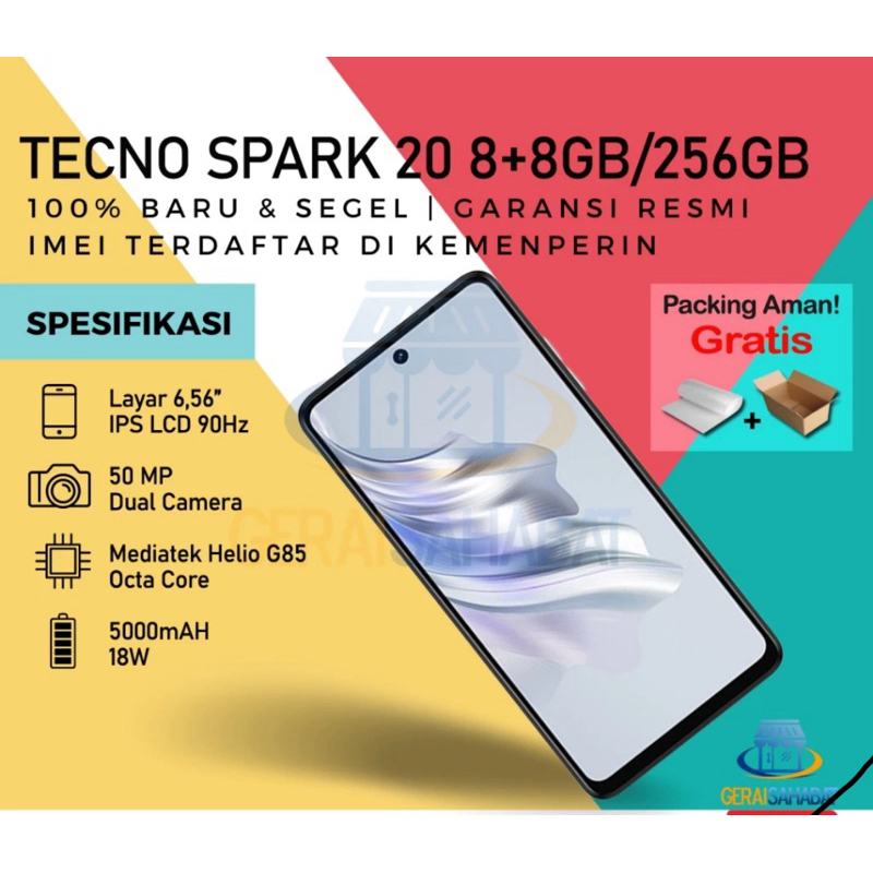 Jual TECNO SPARK 20 NFC RAM 8/128GB & 8/256GB GARANSI RESMI | Shopee Indonesia