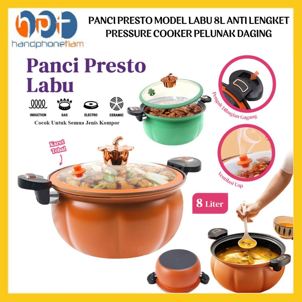 Jual Panci Presto Model Labu 8L Totipotent Pot 28cm Anti Lengket Pressure Cooker Pelunak Daging ...