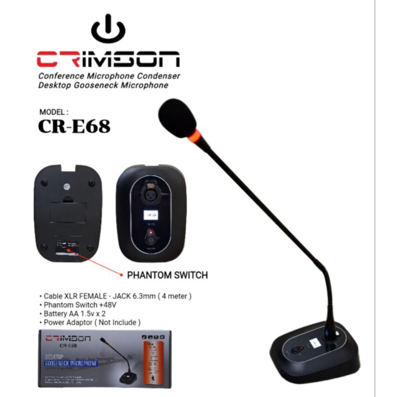 Jual MICROPHOE PODIUM CRIMSON CR - E68 MIC MEJA CR E 68 ORIGINAL ...