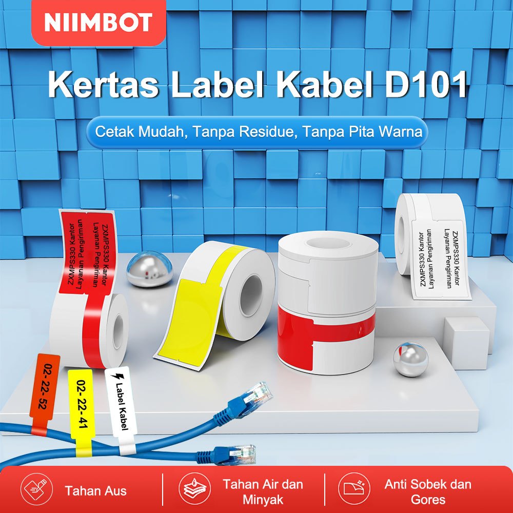 Jual NIIMBOT D101 Wire Label Stiker Jaringan Kabel Printer Tape Tahan ...