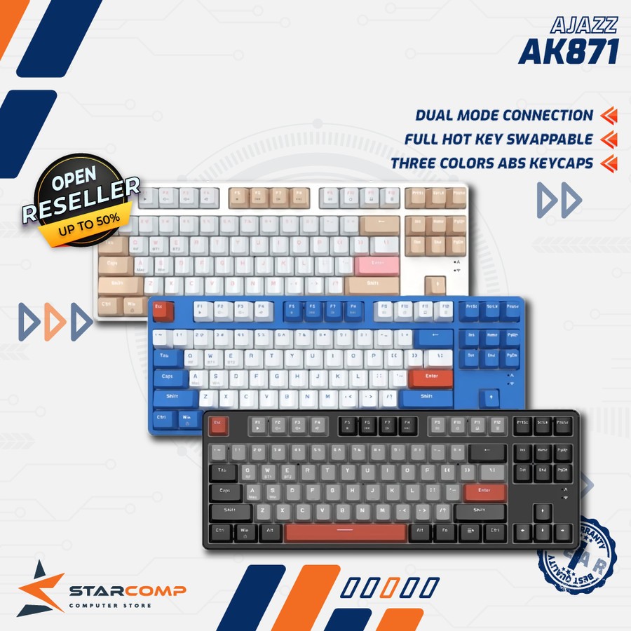 Jual Ajazz AK871 Wireless Hotswap Dual Mode Mechanical Gaming Keyboard ...