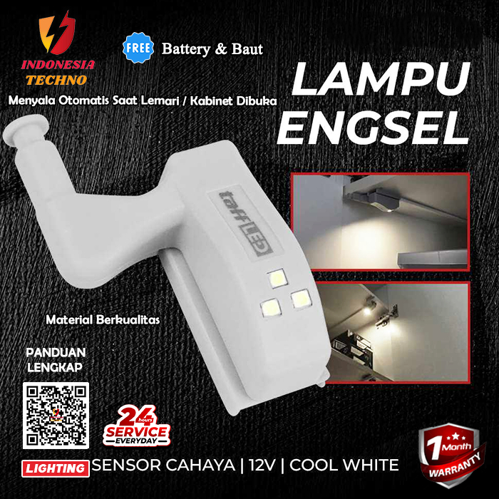 Jual Lampu engsel led + baterai lampu lemari otomatis lampu kabinet ...