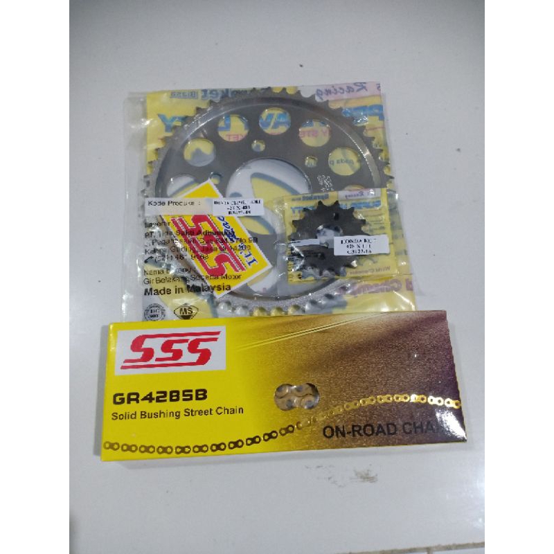 Jual gear gir SSS 428 Rantai gold sss sb Cb150R/Cbr 150 new lubang baut gir belakang 6 | Shopee ...