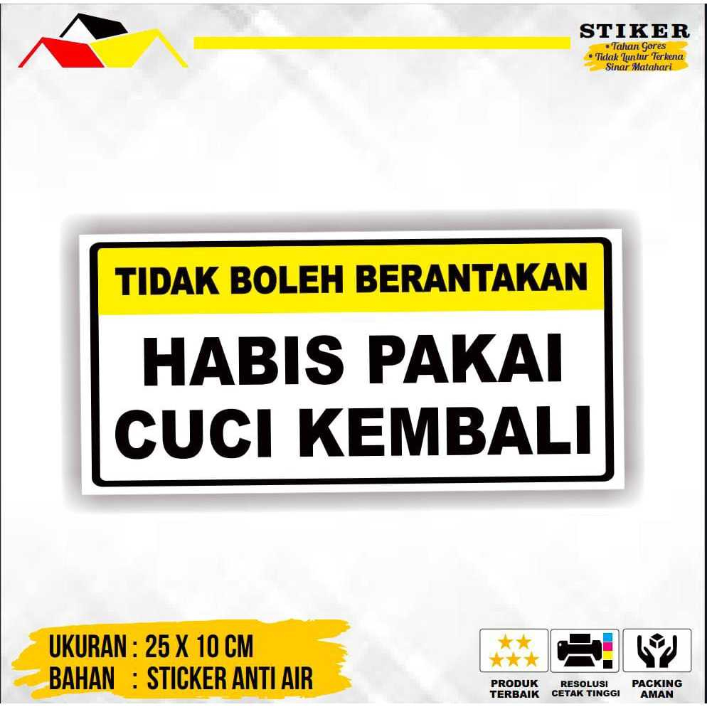 Jual STIKER HABIS PAKAI CUCI KEMBALI ukuran 25 x 10 cm | Shopee Indonesia