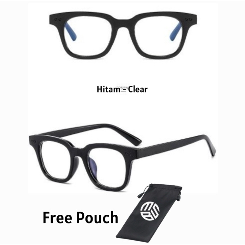 Jual Kacamata Hitam Kaca Bening Frame Hitam Lensa Clear | Shopee Indonesia