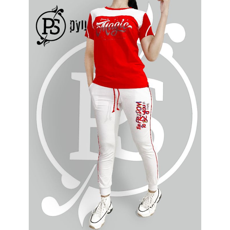 Jual setelan joger merah putih/baju senam pyursport/original pyursport ...