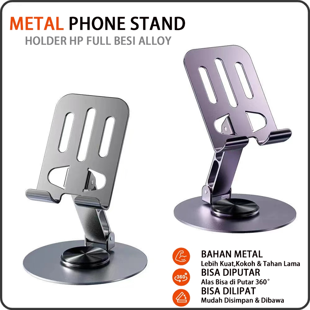 Jual Holder HP Besi Metal Rotasi 360 Derajat Holder Desktop Multifungsi ...