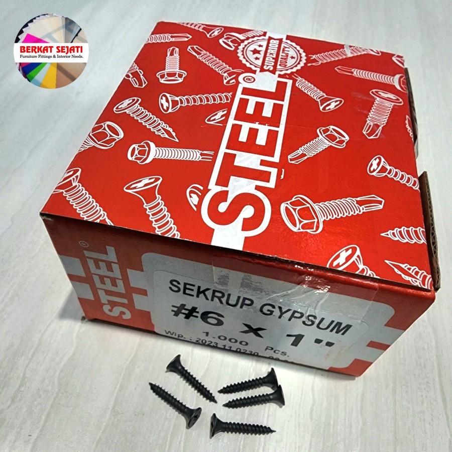 Jual Sekrup Gypsum 6 x 1" inch STEEL Skrup Gipsum Drywall 1 DUS 1000 PCS | Shopee Indonesia