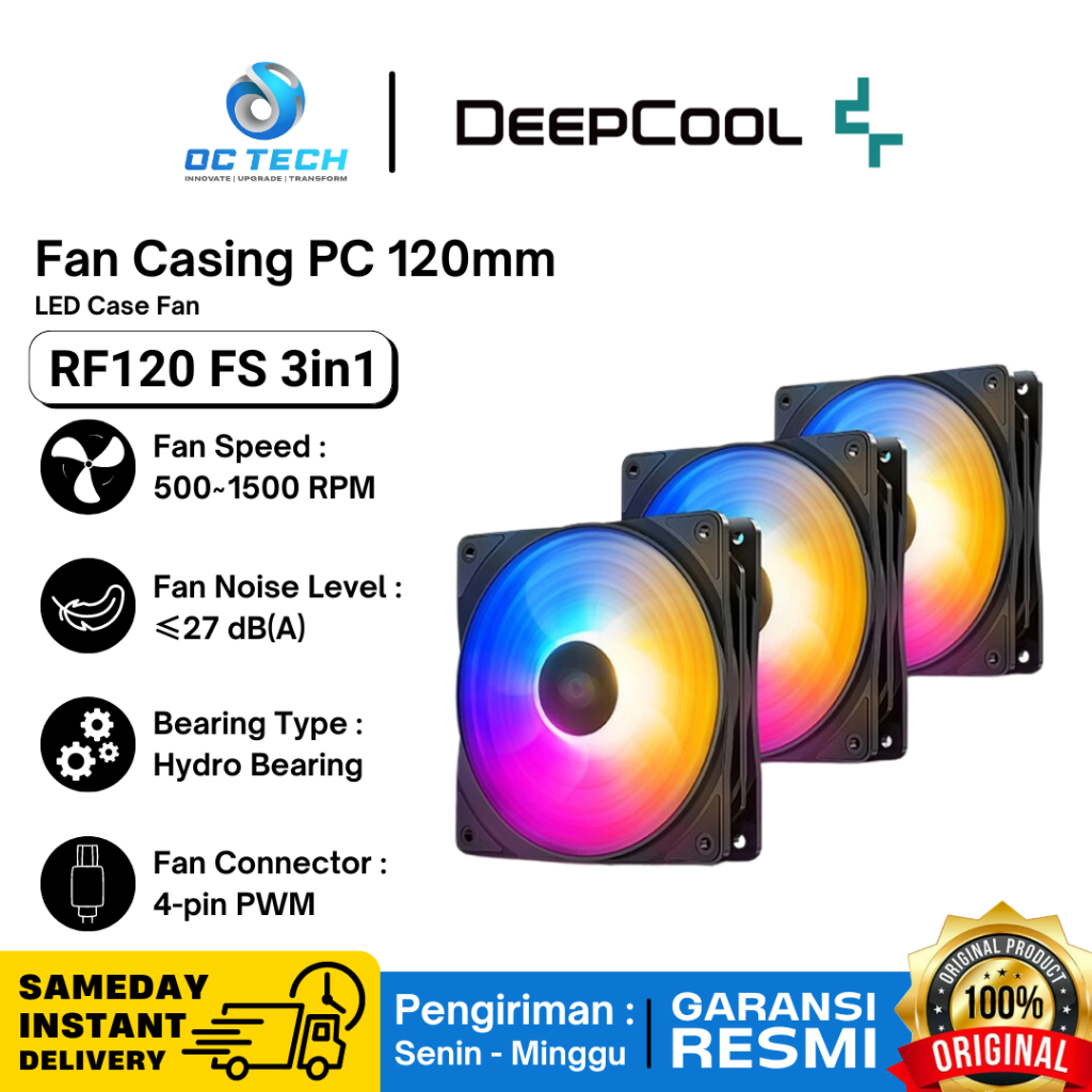 Jual DEEPCOOL RF 120 FS 3 IN 1 RGB LED RF120FS 3IN1 KIPAS CASING 12CM ...