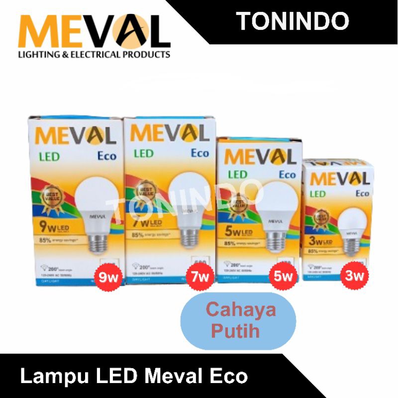 Jual Lampu Bohlam LED Meval Eco Cahaya Putih 3w - 19w | Shopee Indonesia