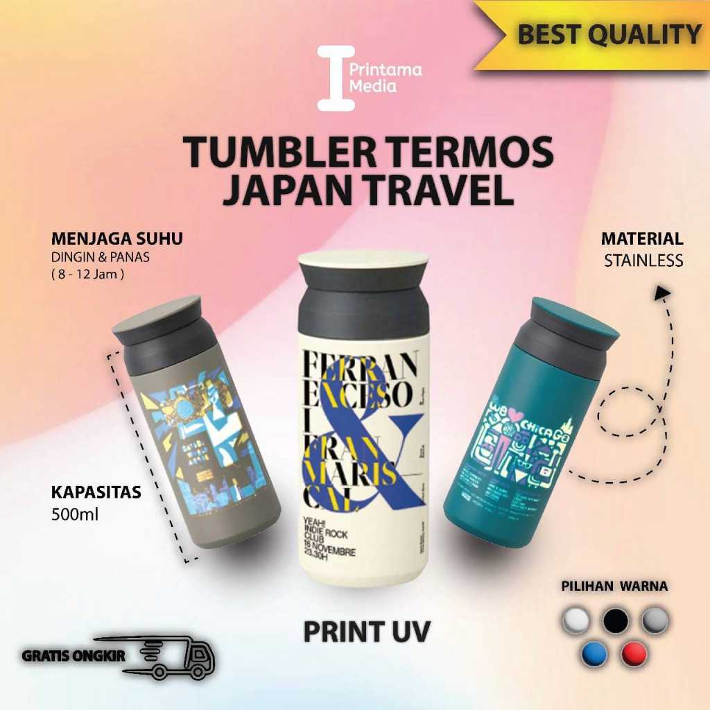 Jual Custom Termos Tumbler Travel Print UV Full Color - Putih | Shopee ...