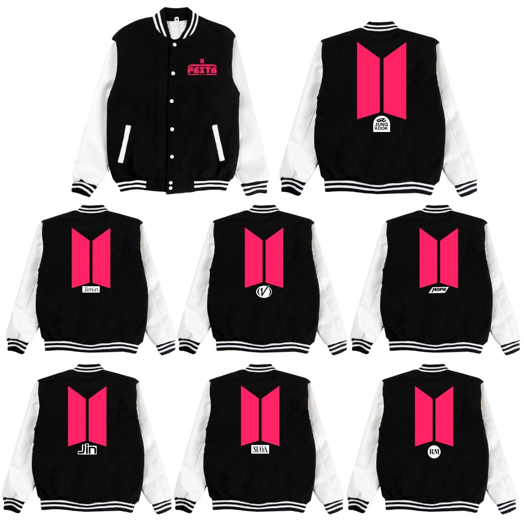 Jual Sweater Varsity Hitam Putih Bangtan Logo Festa 2024 Logo BTS Besar ...