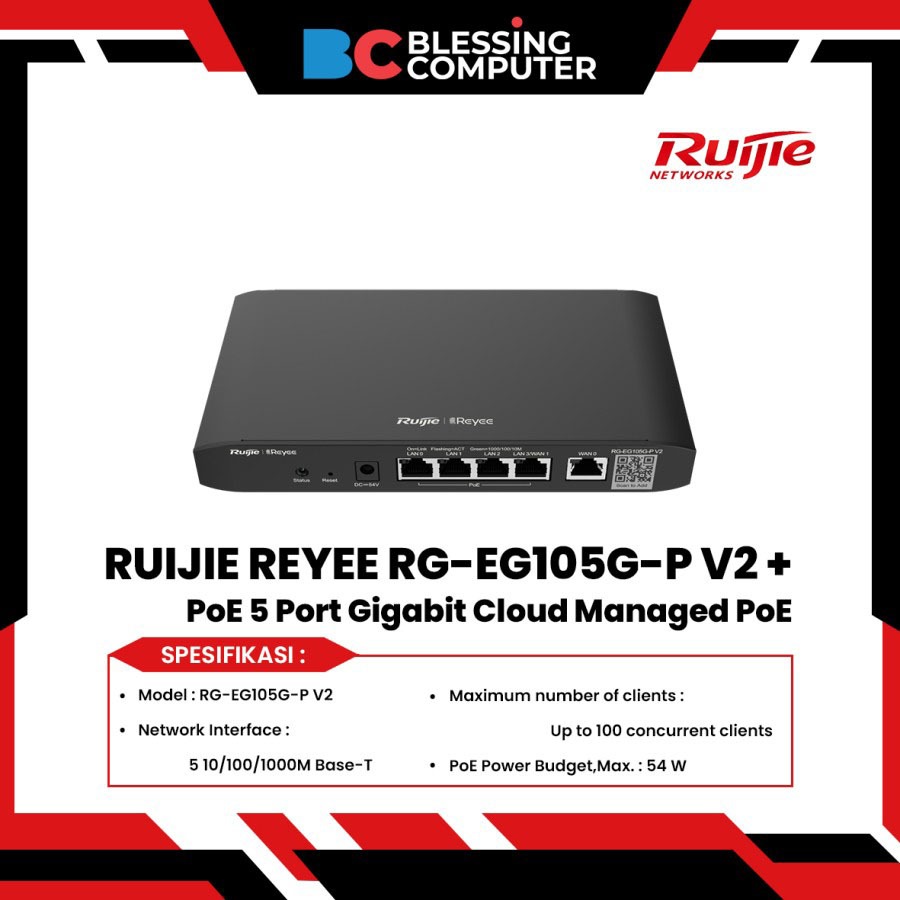 Jual RUIJIE REYEE RG EG105G P V2 + PoE 5 Port Gigabit Cloud Managed PoE | Shopee Indonesia
