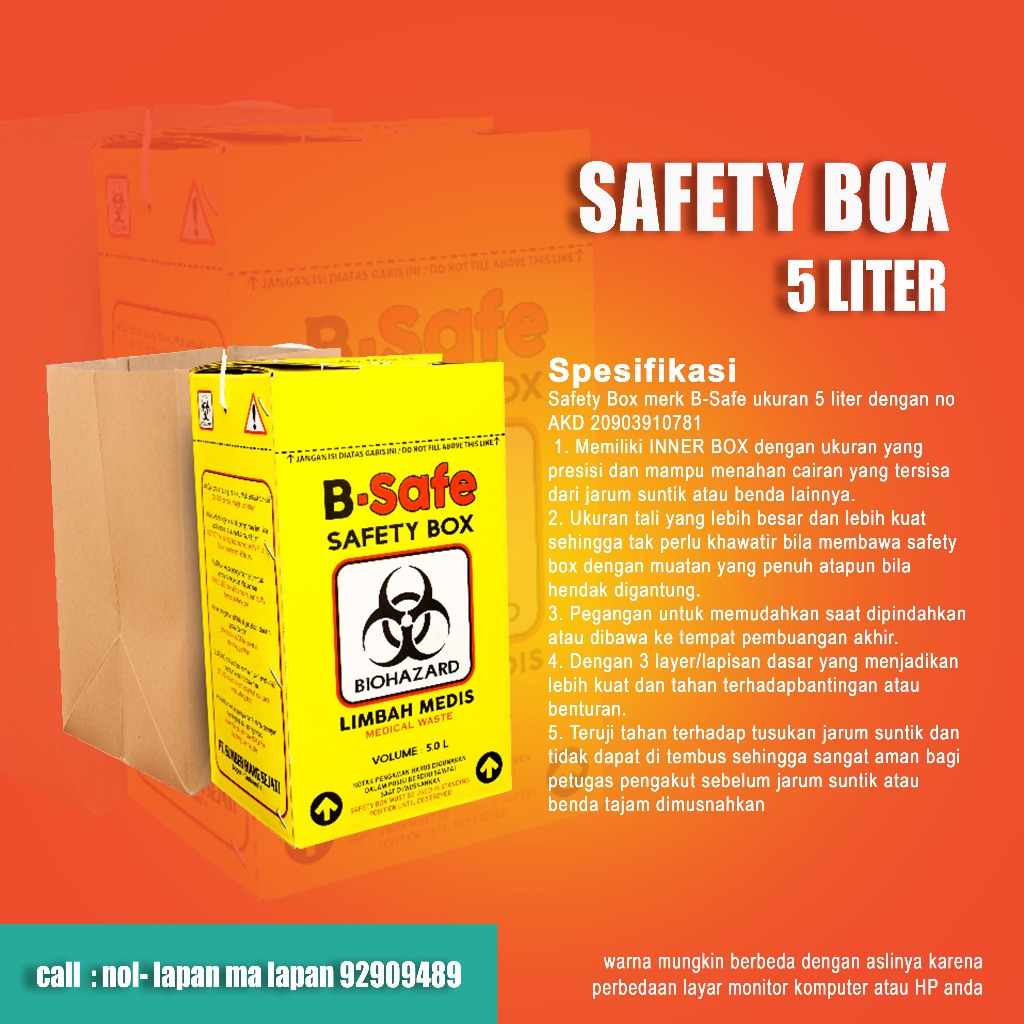 Jual Safety Box 5 Liter / Biohazard / Tempat Sampah Medis / Kardus Limbah Medis Tajam | Shopee ...