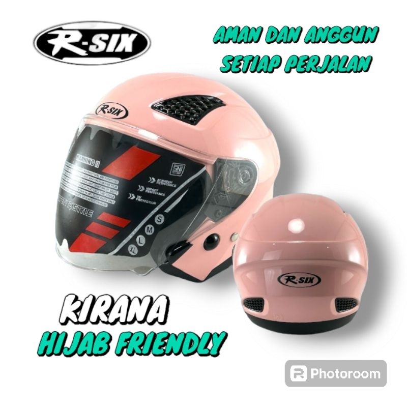 Jual Helm Half Face Rsix Kirana solid friendly hijab Kekinian SNI ...