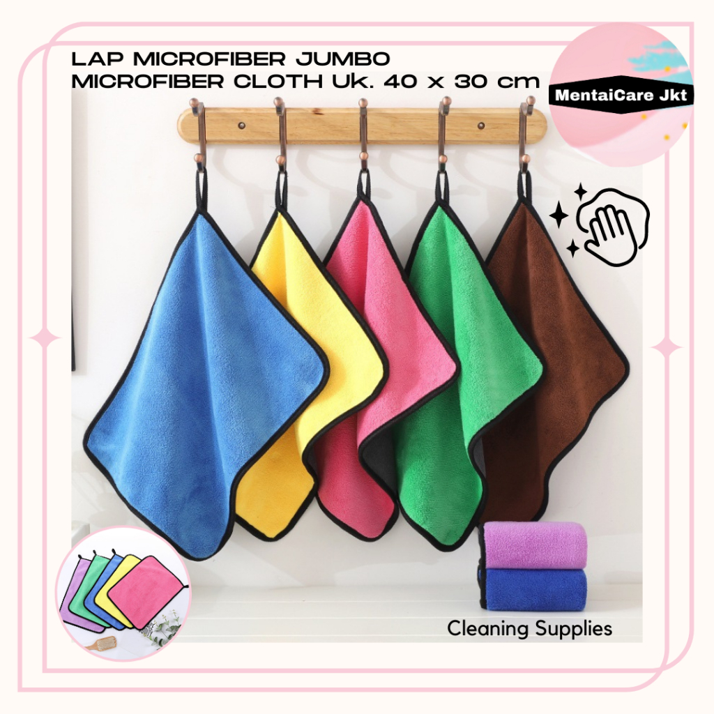 Jual Lap Microfiber JUMBO 2 Sisi 40x30 Serbaguna | Kain Lap Halus | Lap ...