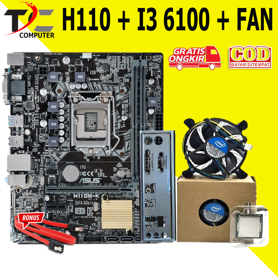 Jual Paket Mobo Motherboard Onboard H110 Plus i3 6100 Fan LGA 1151 DDR4 | Shopee Indonesia