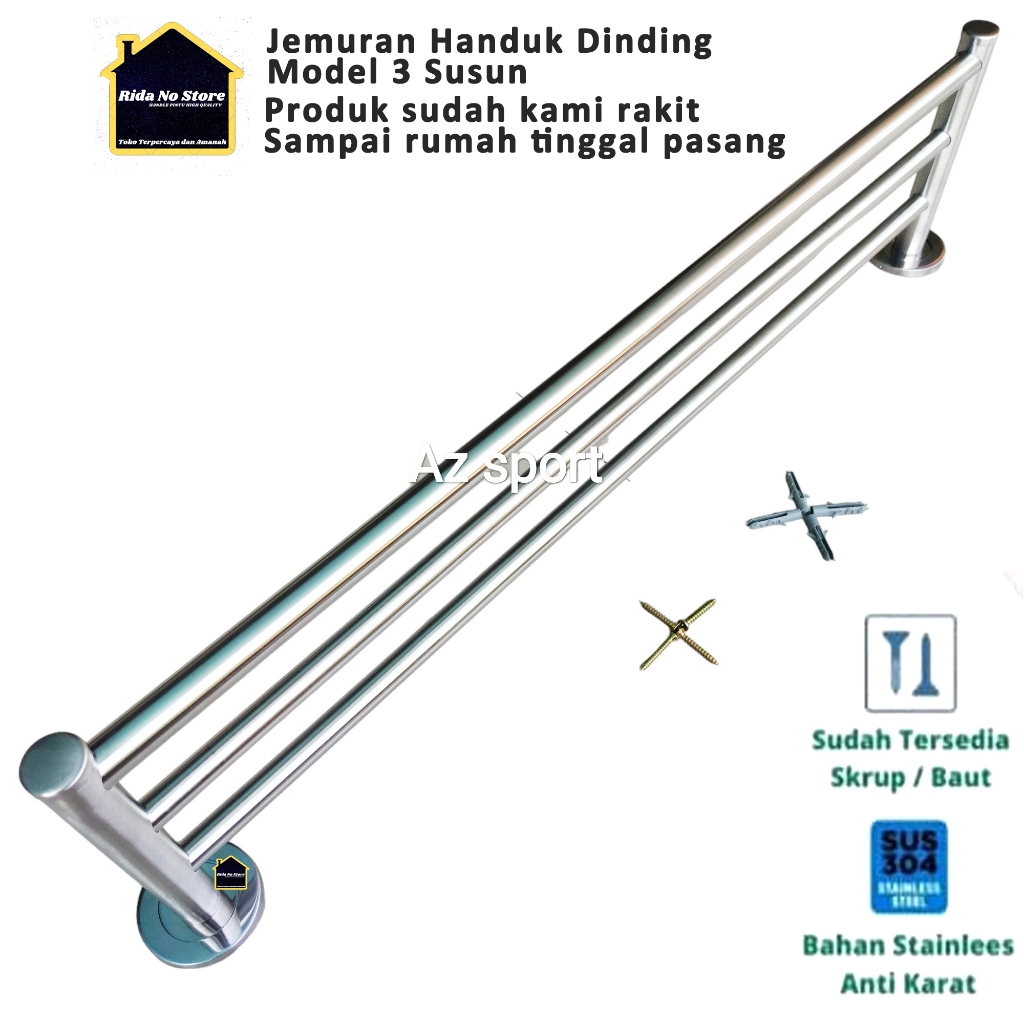 Jual Rak Gantungan handuk Kamar Mandi Bahan Stainles Asli Ukuran 60 cm ...