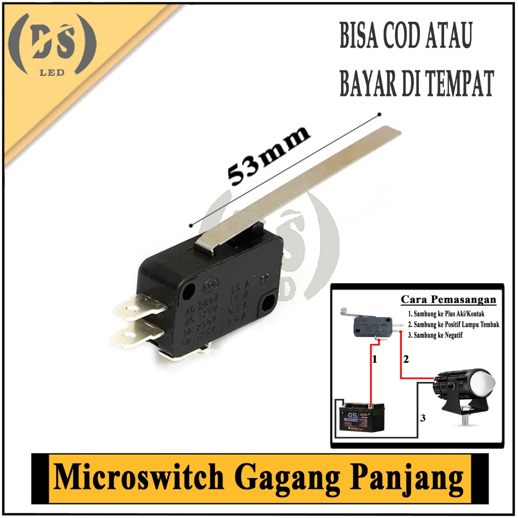 Jual Saklar Tembak Piw piw Gagang Panjang / Sakelar Lampu Tembak Microswitch Gagang PANJANG ...
