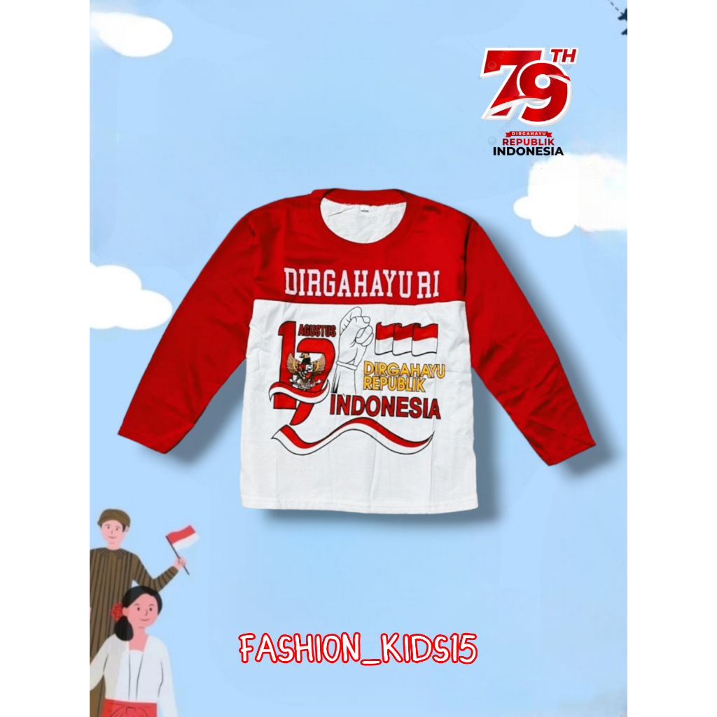 Jual Atasan merah putih anak lengan panjang//kaos 17 agustusan motif ...
