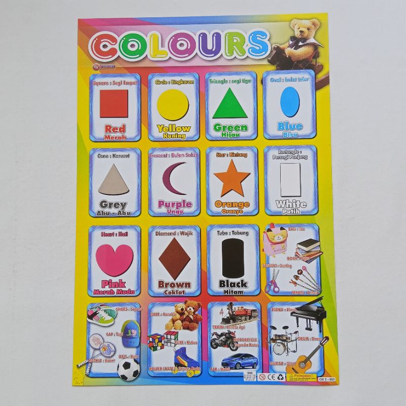Jual Poster Edukasi Anak Belajar Warna / Colours | Shopee Indonesia