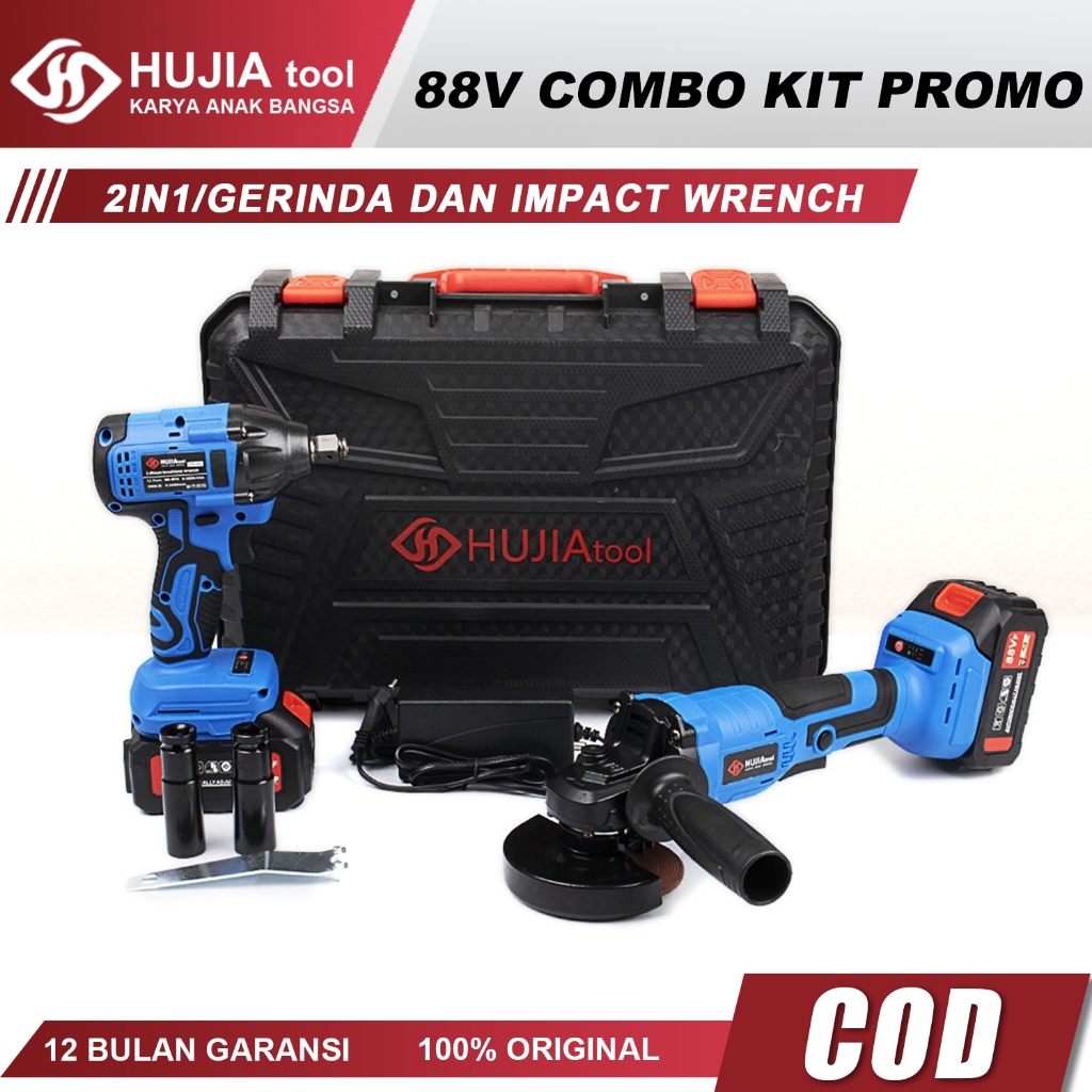 Jual HUJIA 88V Brushless Packet Alat Kombinasi Impact Wrench Dan ...