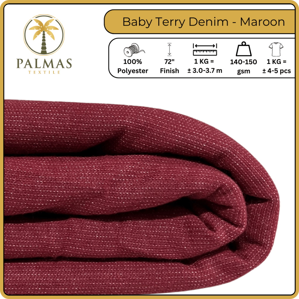 Jual Kain Baby Terry Denim - Merah Maroon (Bahan Kaos) | Shopee Indonesia