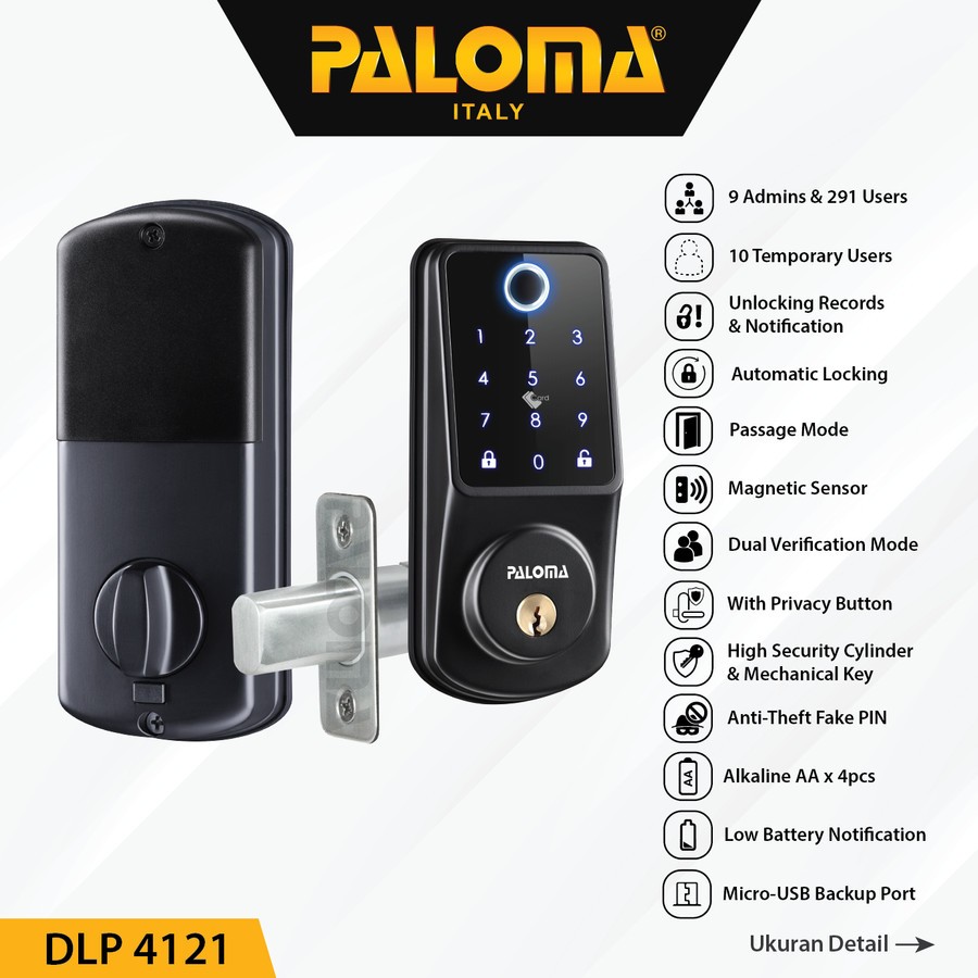 Jual PALOMA DLP 4121 Digital Lock Smart Home Door Kunci Pintu Deadbolt ...