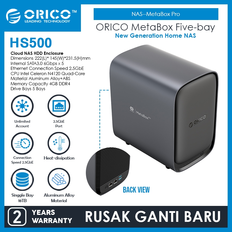 Jual ORICO - HS500 MetaBox Five-bay home private cloud NAS HDD Enclosure | Shopee Indonesia