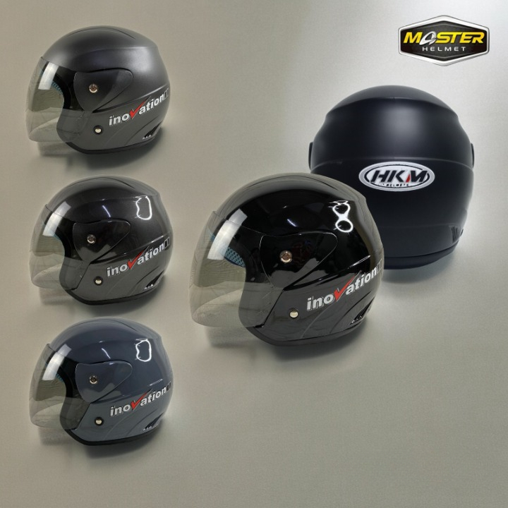 Jual HELM EVOLUTION POLOS BLACK DOFF INOVATION HALF FACE MODEL GM EVO ...
