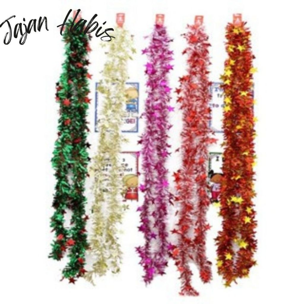 Jual JABIS Slinger Tinsel Rumbai 2 Meter Hiasan Pohon Natal Motif ...