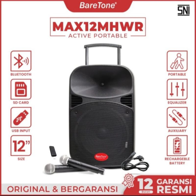 Jual Speaker portable baretone Max12mhwr Type 12 inch original | Shopee ...