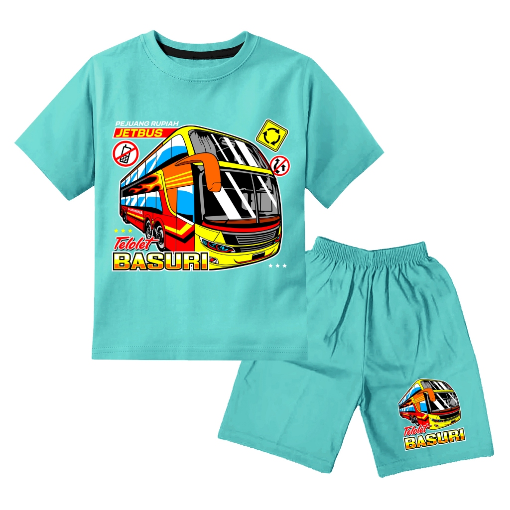 Jual Baju set stelan setelan kaos anak laki laki murah motif bus basuri telolet umur 1-10 tahun ...