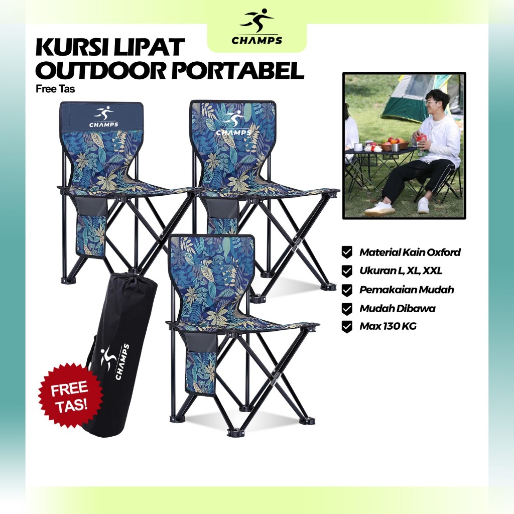 Jual CHAMPS Kursi Lipat Outdoor Murah – Camping Mancing Portable Ringan ...