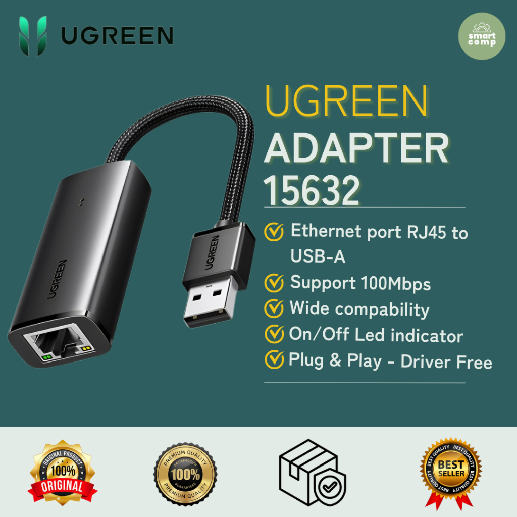 Jual UGREEN USB to LAN RJ45 Ethernet Adapter USB 2.0 Black 15632 ...