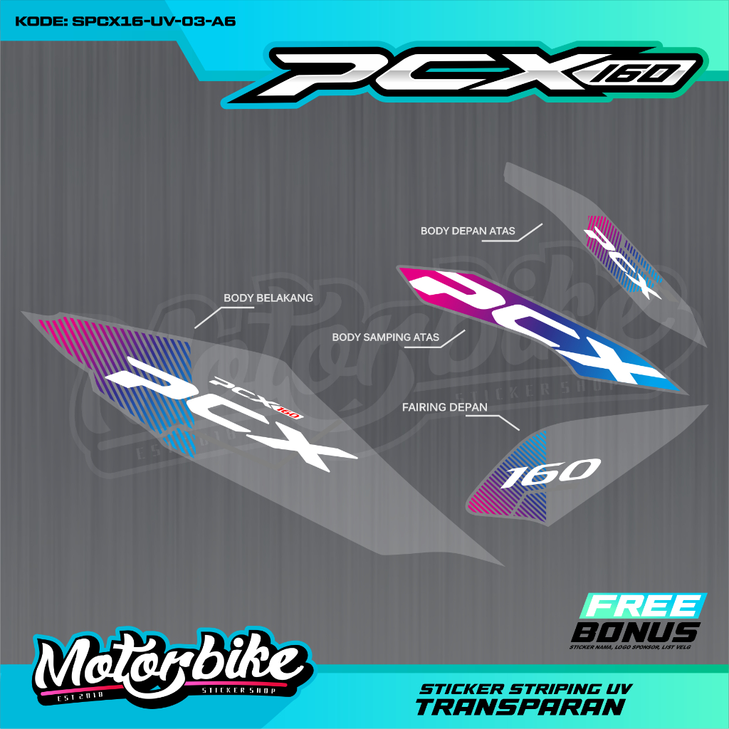 Jual (COD) striping pcx 160, stiker cutting list bodi honda pcx 160 ...