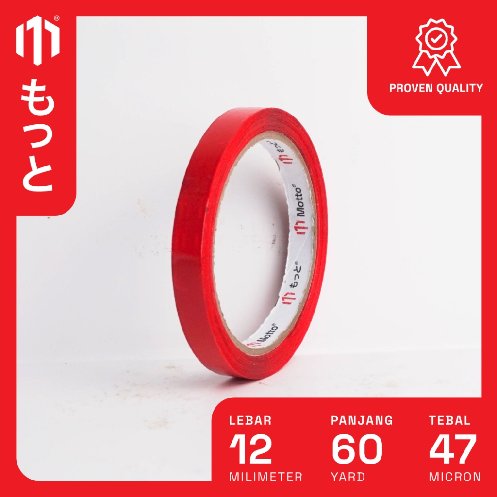 Jual Isolasi Warna Merah 12mm x 60 Yard - 1 Pcs/Roll (Satuan) - Motto ...