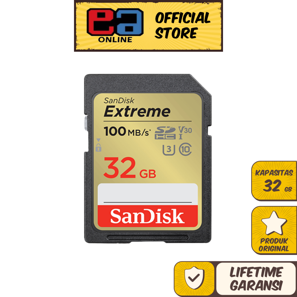 Jual SanDisk SDHC Card Extreme 32GB UHS-I Class 10 U3 V30 for 4K UHD (Up to 100MB/s) | Shopee ...