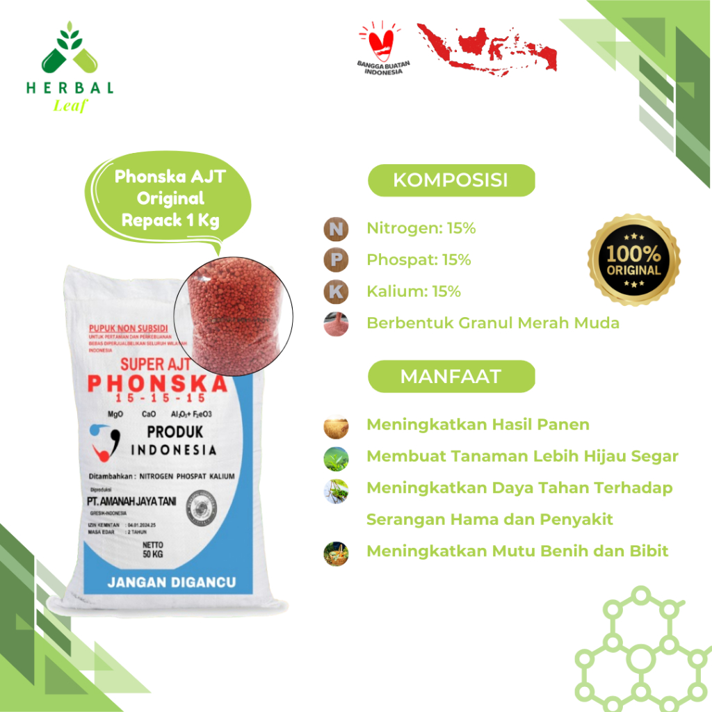 Jual Pupuk Phonska 15 15 15 Super AJT Repack 1 Kilo/ 1Kg Original ...