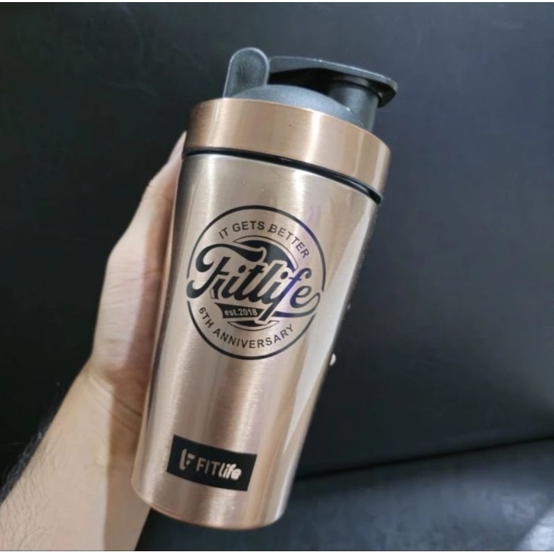 Jual botol shaker original fitlife stainless steel pengocok susu whey ...