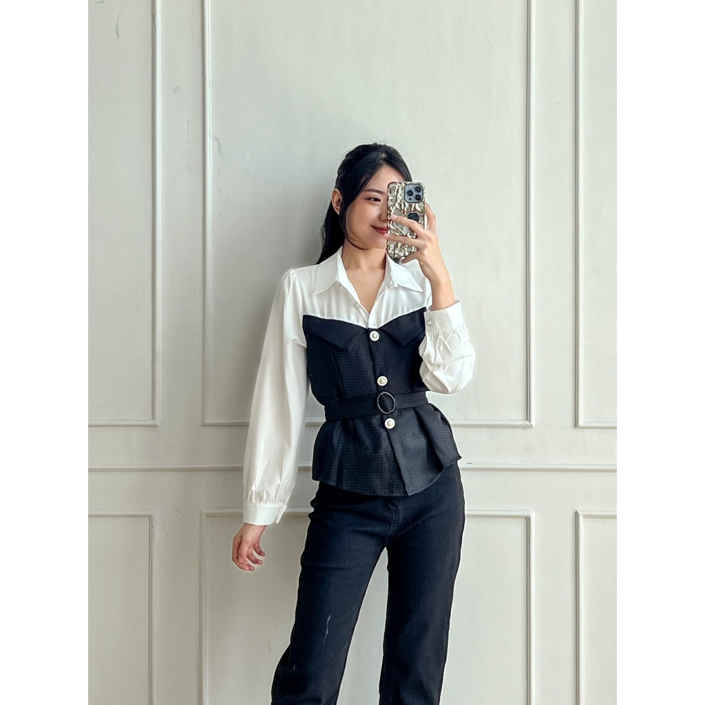 Jual DOLLA - Lenka Top/Blouse Kemeja Kantor | Shopee Indonesia