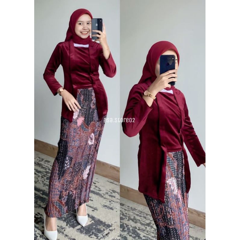 Jual Kebaya Bludru Kutu Baru Stretch/Kebaya Kartini/Kebaya Wisuda/Kebaya jawa tengah/kebaya adat ...
