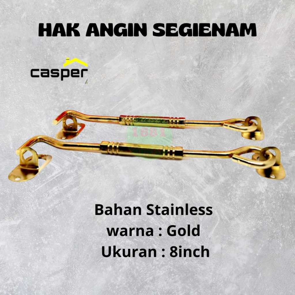 Jual HAK ANGIN CASPER SEGI ENAM GOLD / PENAHAN JENDELA WINDOW HOOK ...